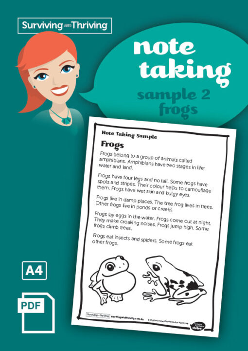 Note Taking – Sample 2 Frogs – Surviving and Thriving